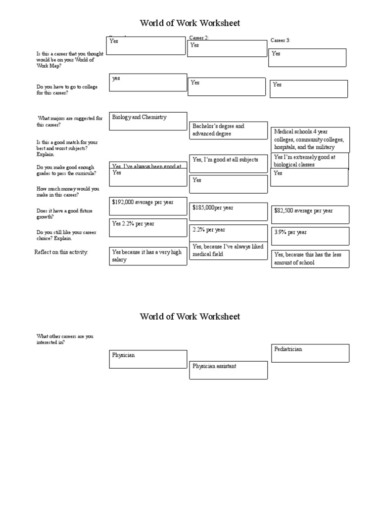 Career Exploration Worksheet Guide | PDF