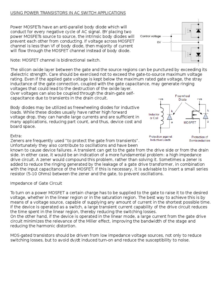 Mosfet As AC Switch | PDF | Field Effect Transistor | Mosfet