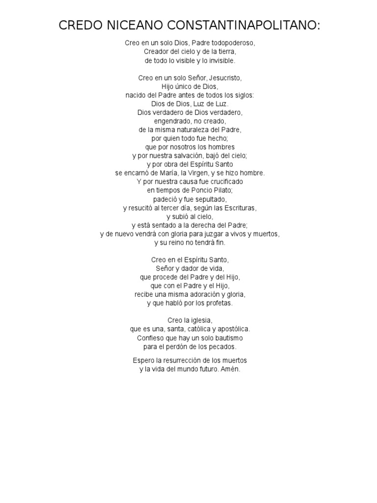 Credo Niceano Constantinapolitano | PDF | espíritu Santo | arrianismo