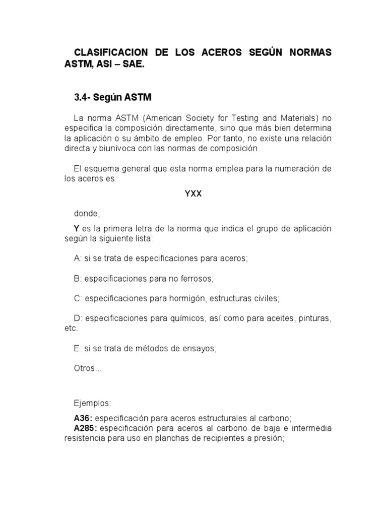 Clasificación de Aceros ASTM y AISI | PDF | Tratamiento a base de calor | Acero inoxidable