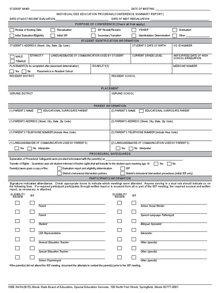 34 54 Iep Forms | PDF | Individualized Education Program | Special ...