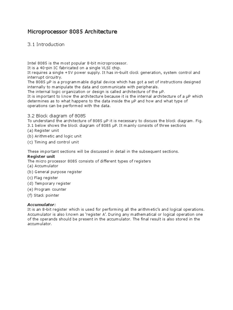 Microprocessor 8085 Architecture: 3.2 Block Diagram of 8085 | PDF | Central Processing Unit ...