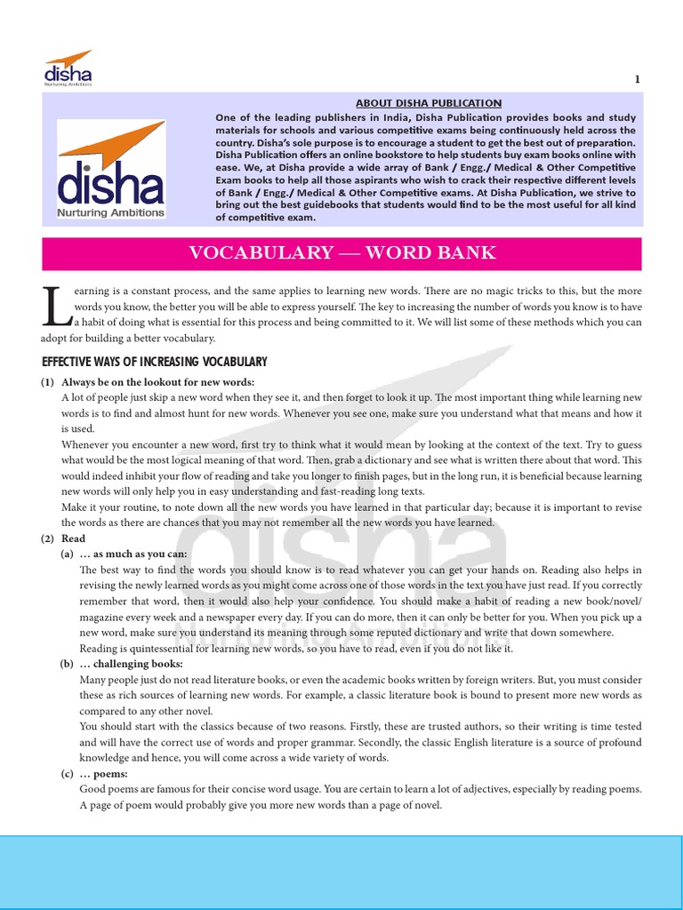 Ch-11 New - Vocabulary-Word Bank | PDF | Vocabulary | Dictionary