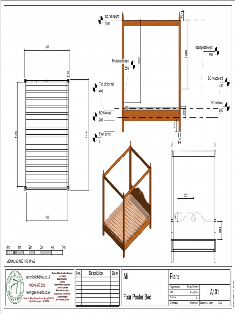 Four Poster Bed Design Plans A3 | PDF | Computers | Technology ...