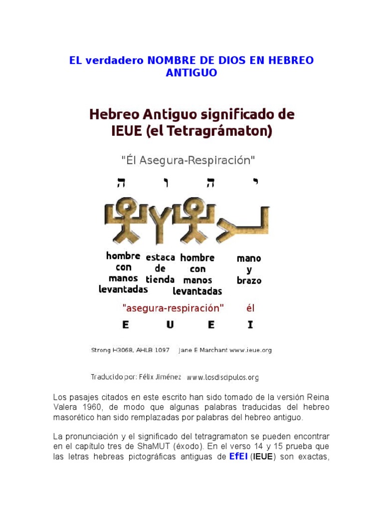 El Verdadero Nombre de Dios en Hebreo Antiguo | Tetragrammaton ...