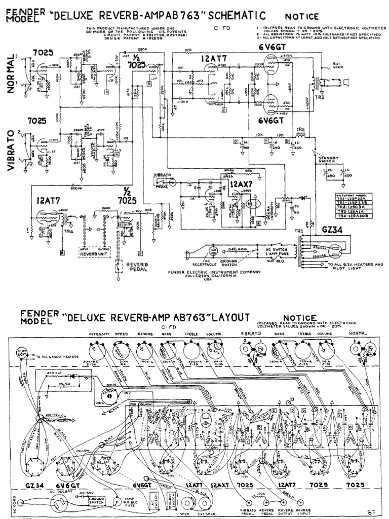 64 (AB763) Deluxe Reverb Schematic | PDF