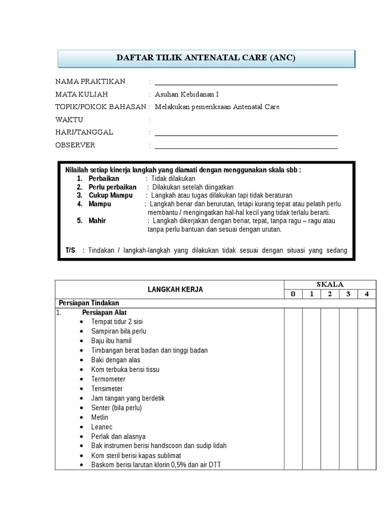 Daftar Tilik Anc | PDF | Kesehatan Holistik