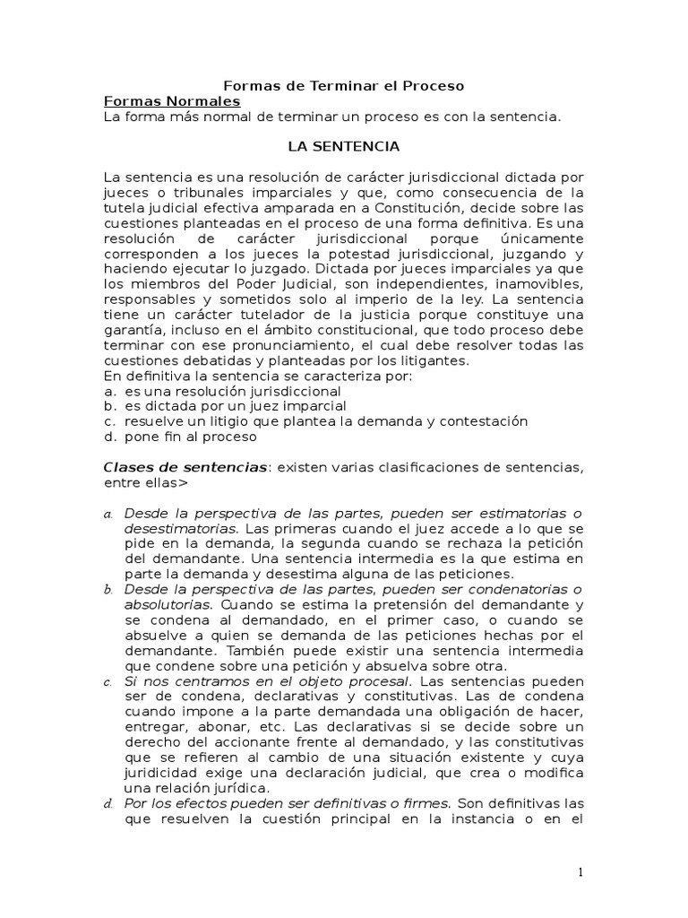 Formas de Terminar El Proceso | PDF | Sentencia (Ley) | Jurisdicción