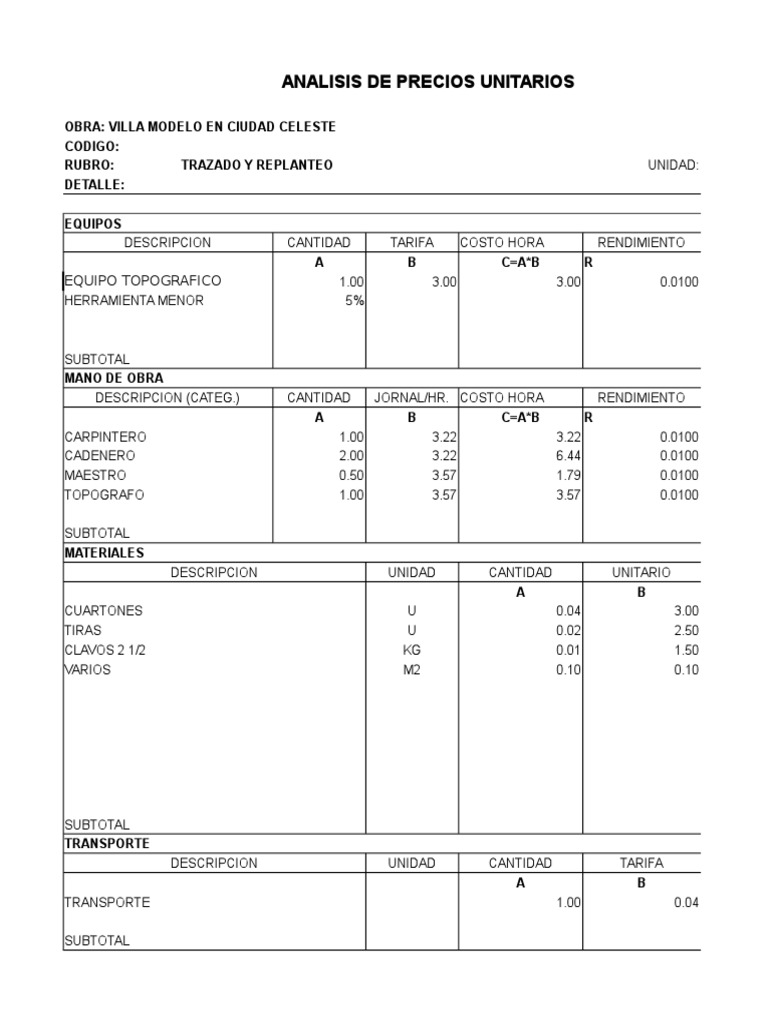 Analisis de Precio Unitario