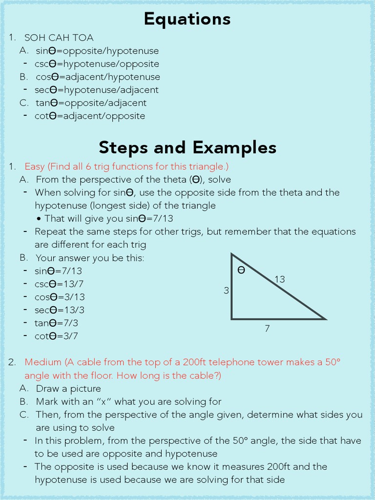 Right Triangle Trigonometry Basics | PDF | Trigonometric Functions ...