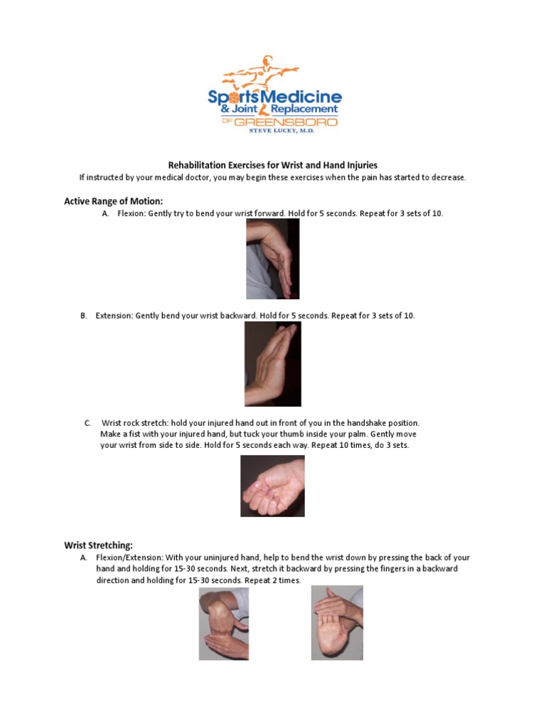 Wrist Hand Finger Exercises | PDF | Anatomical Terms Of Motion | Hand