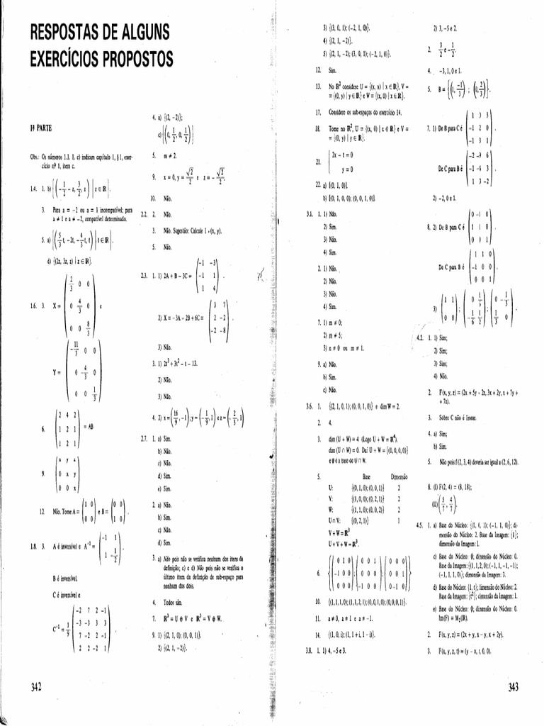 Respostas - Callioli Algebra Linear | PDF Respostas - Callioli Algebra Linear | PDF