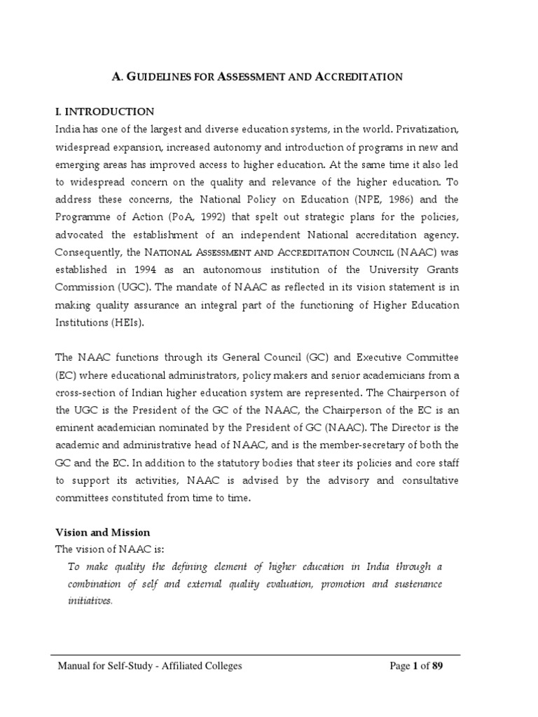 Manual of Naac For Affiliated Colleges | PDF | Curriculum | Educational Technology