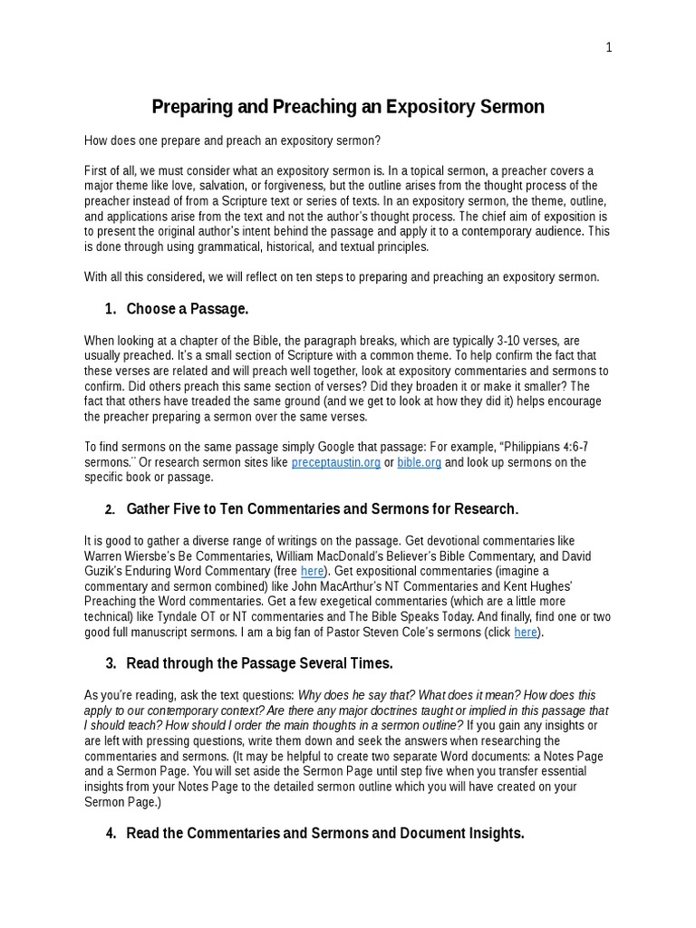 Preparing and Preaching An Expository Sermon | PDF | Expository ...