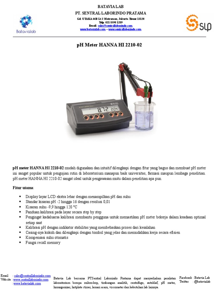 PH Meter HANNA HI 2210 | PDF