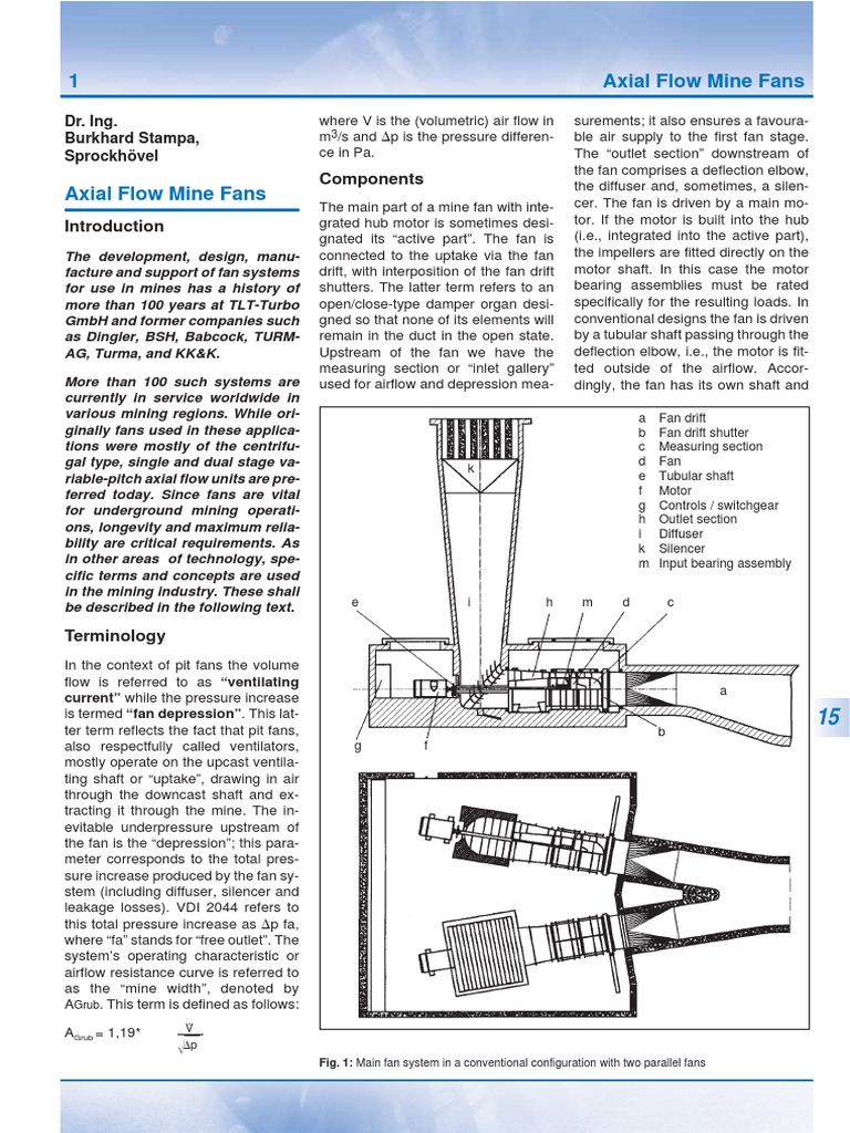 Axial Flow Mine Fans Overview | PDF | Mechanical Fan | Engines
