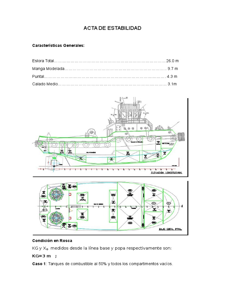 CALCULO DE LA ESTABILIDAD DE UN BUQUE | Buques | Embarcación