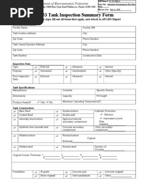 API Tank Inspection Form PDF Nondestructive Testing, 44% OFF