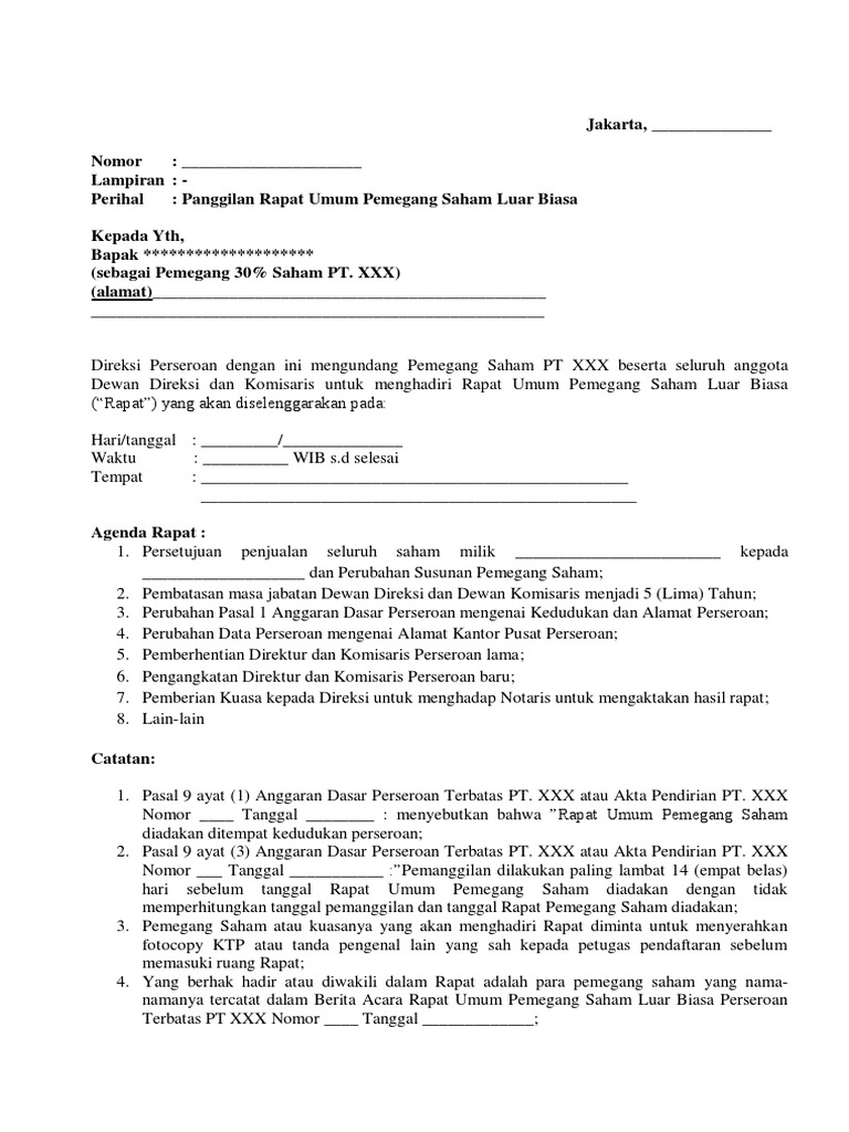 Undangan RUPS LB | PDF