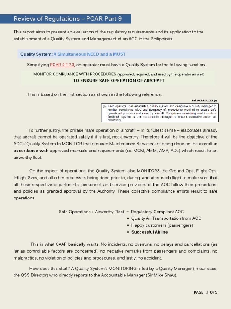 PCAR Part 9 Evaluation - An AOC's Quality System | PDF | Quality ...