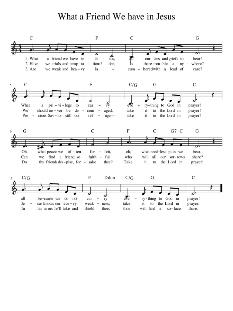 What a Friend We Have in Jesus Lyrics | PDF