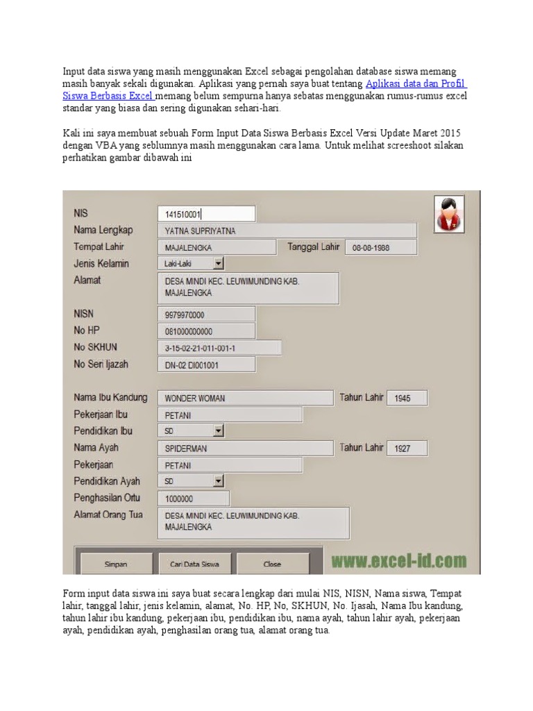 Input Data Siswa Yang Masih Menggunakan Excel Sebagai Pengolahan Database Siswa Memang Masih ...