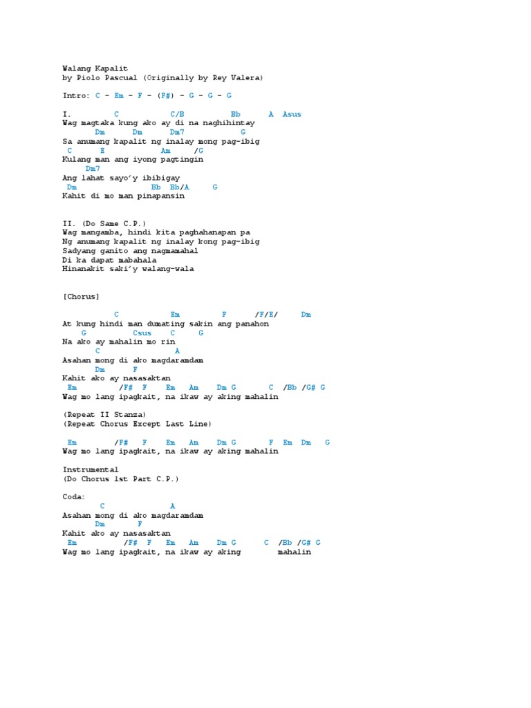 Walang Kapalit Chords | PDF