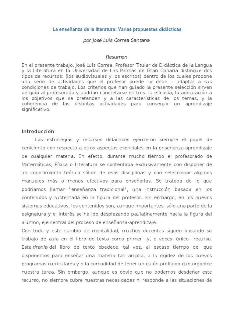 Dos Estrategias Didácticas para La Enseñanza de La Literatura | PDF ...