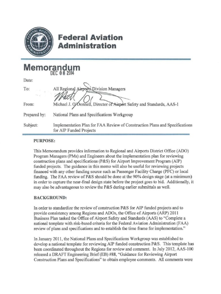 FAA Review of Construction Plans and Specifications | PDF | Runway ...