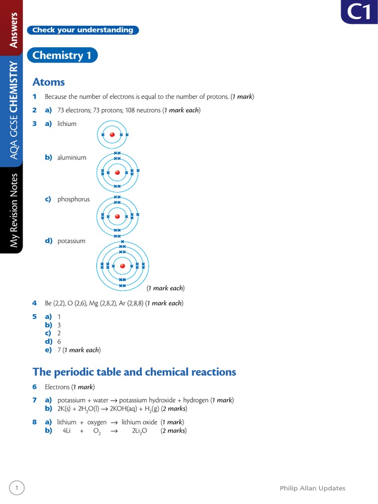 AQA GCSE Chemistry Answers | PDF | Chlorine | Properties Of Water