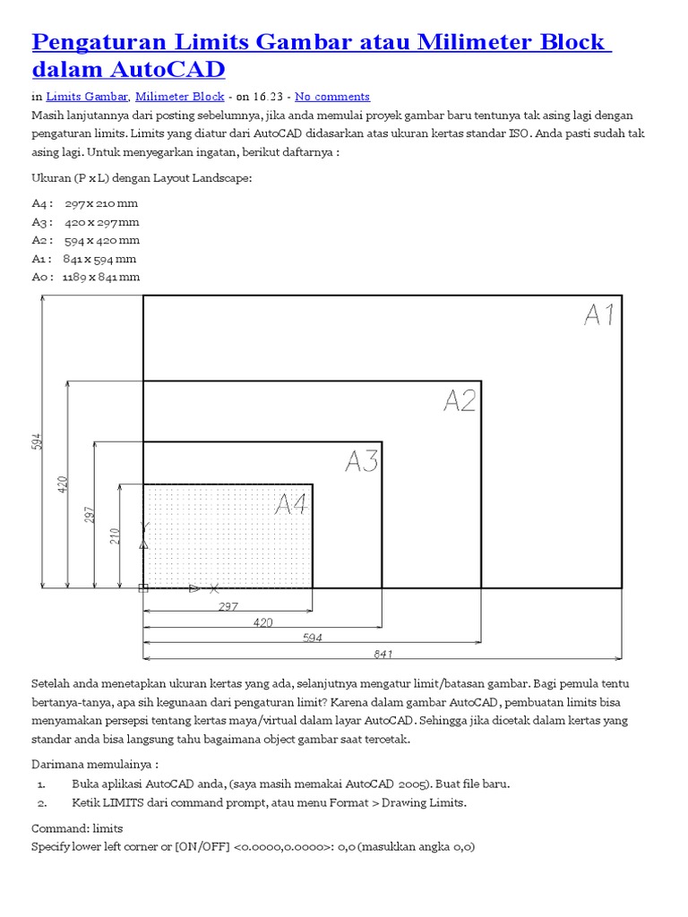 Pengaturan Limits Gambar Atau Milimeter Block Dalam AutoCAD | PDF