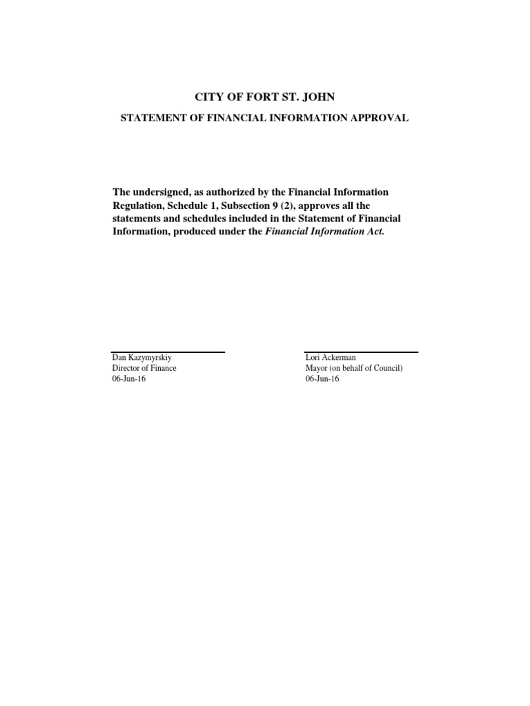 Fort St. John - 2015 Statement of Financial Information (SOFI) | PDF ...