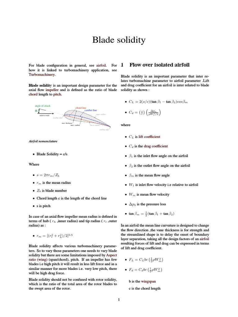 Blade Solidity | PDF | Airfoil | Aerodynamics