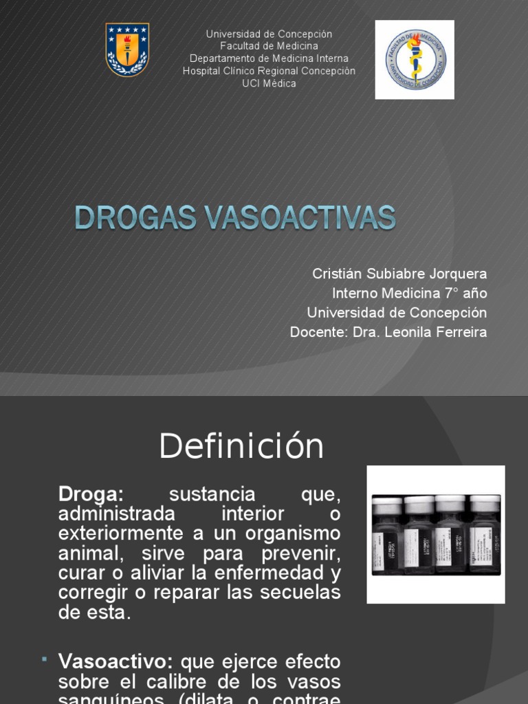 Drogas Vasoactivas | PDF | Sistema cardiovascular | Medicina CLINICA
