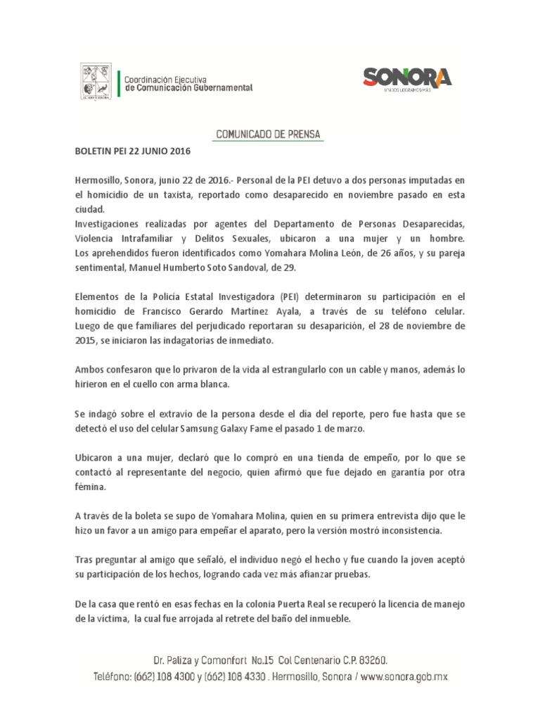 22/06/16 Boletin Policia Estatal Investigadora | PDF | Crimen y ...