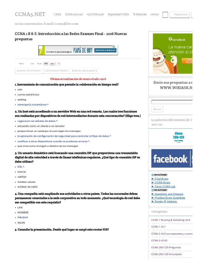 CCNA 1 R & S - Introducción A Las Redes Examen Final - 2016 Nuevas Preguntas - Las Respuestas ...