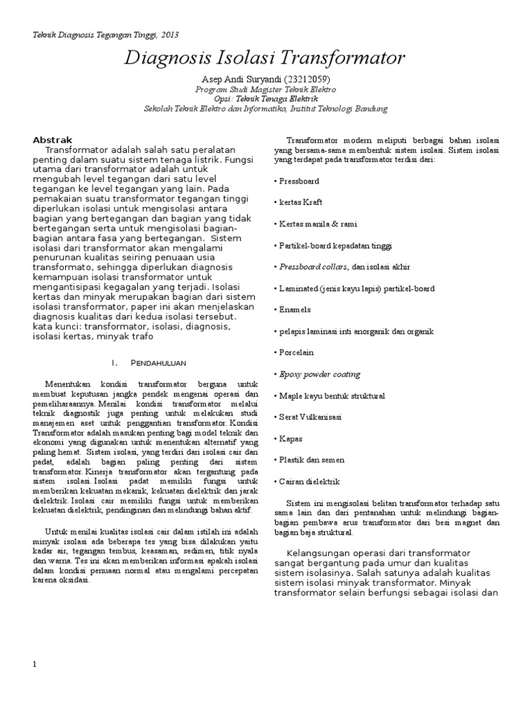 Paper Diagnosis Trafo Andi | PDF