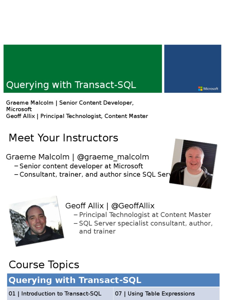 Querying With T Sql 01 Pdf Relational Model Sql