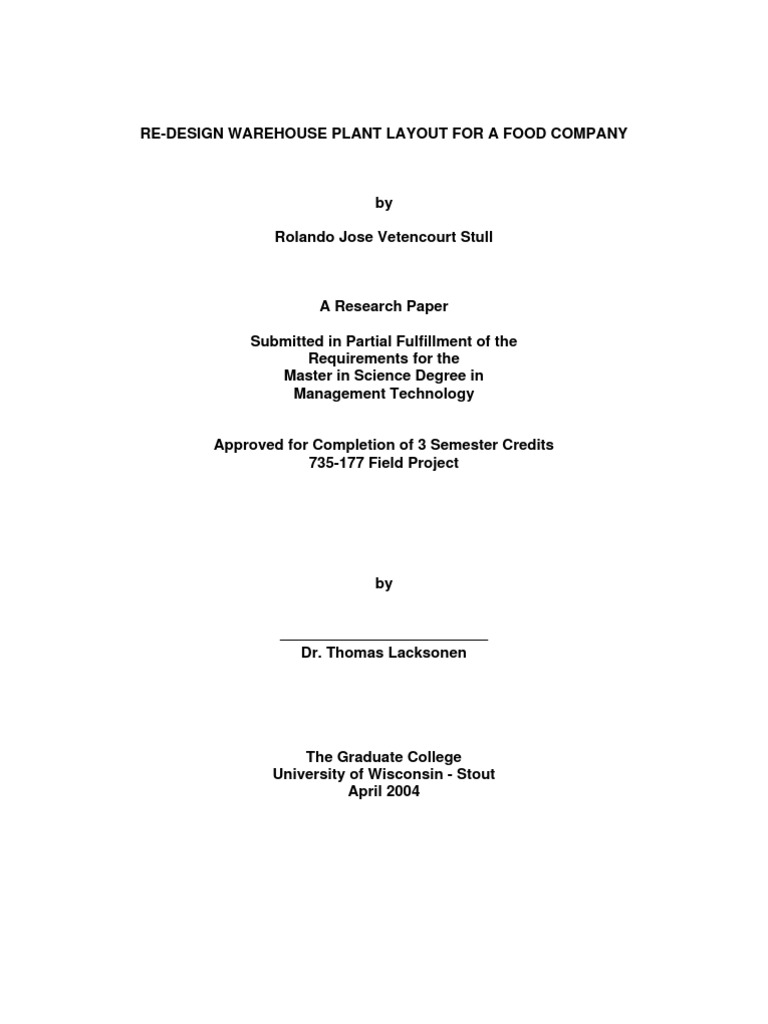 Effective Plant Layout For A Food Company | PDF | Warehouse | Inventory