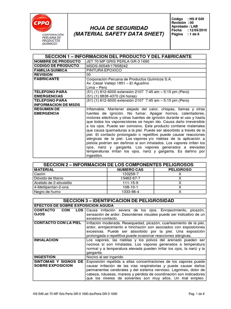 Jet 70 MP Gris Perla GR-3 1690 | PDF | Dióxido de carbono | Agua