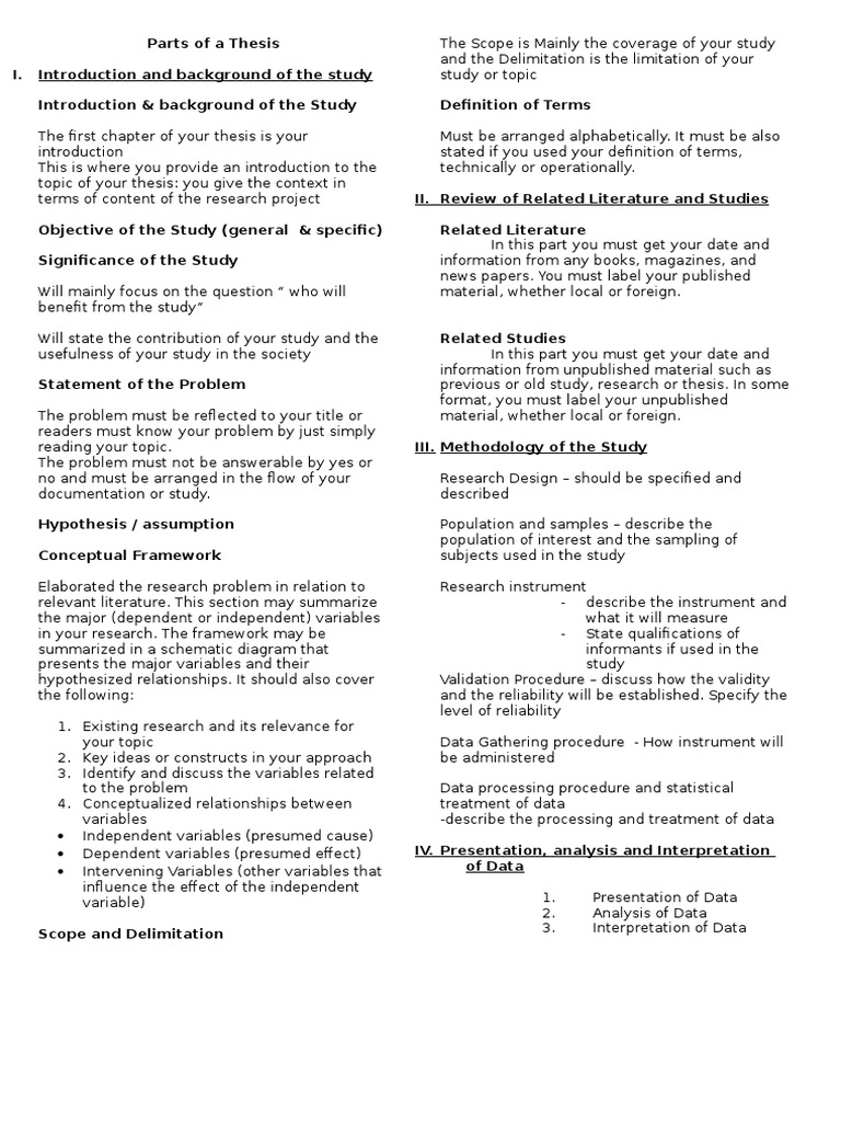Parts of A Thesis | PDF | Thesis | Hypothesis