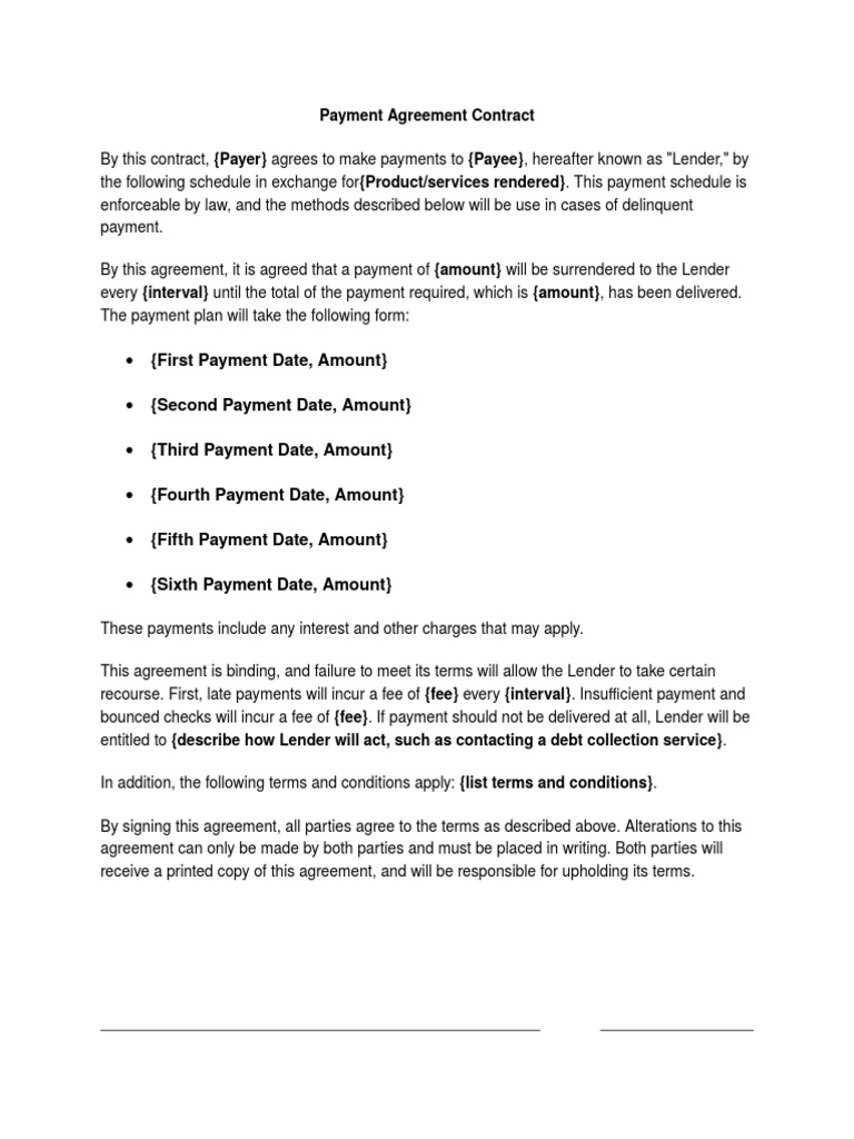 Payment Agreement Contract | PDF