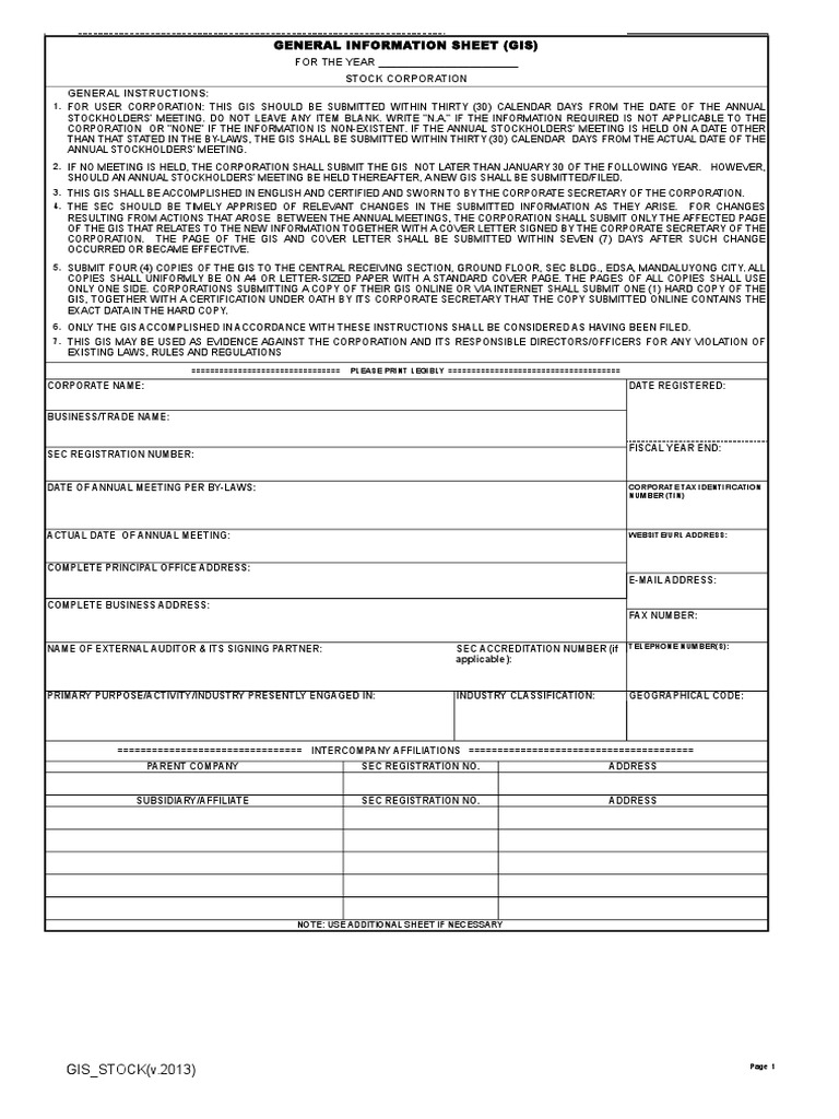 SEC General Information Sheet | PDF | Security | Stocks