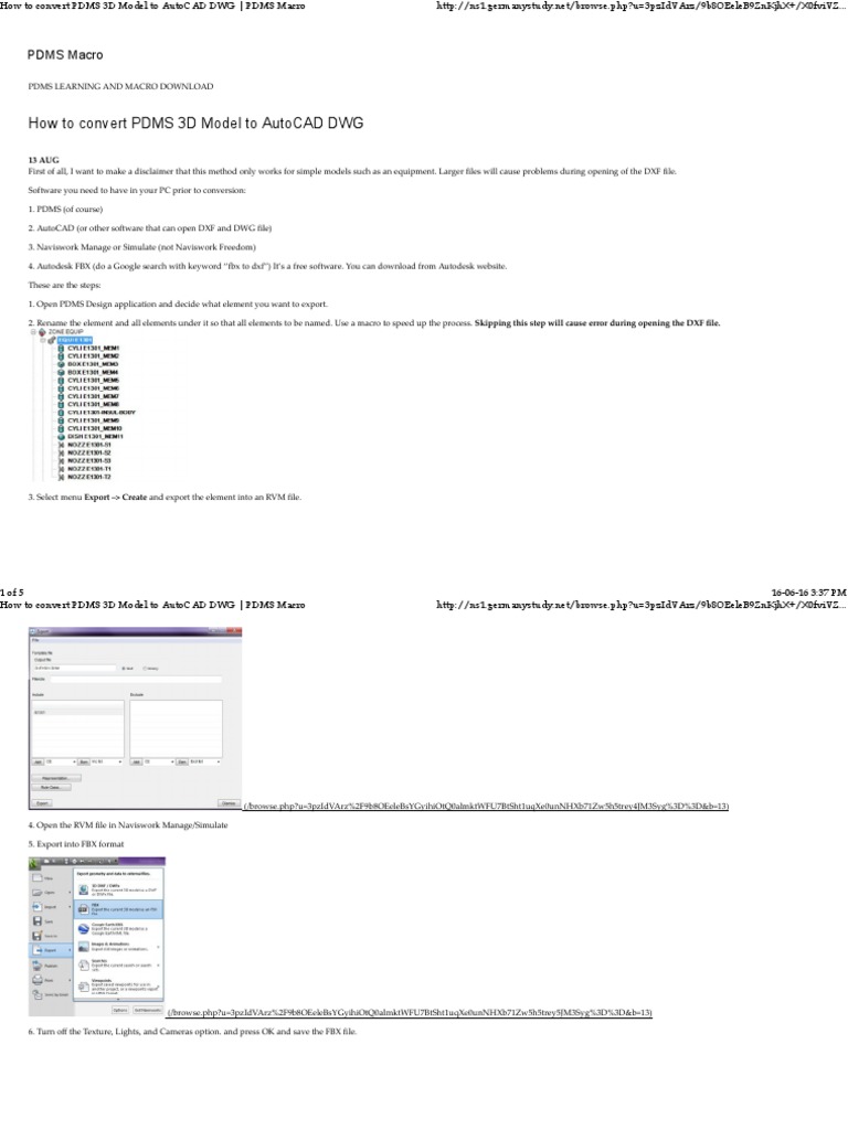 Pdms To Autocad | PDF | Auto Cad | Autodesk