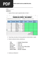 Ejercicio Excel | PDF | Hoja de cálculo | Microsoft Excel
