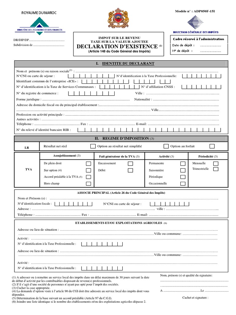Déclaration D Existance Pdf