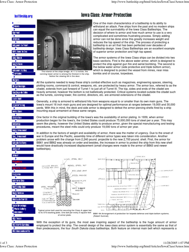 Iowa Class - Armor Protection | PDF | Armour | Battleship
