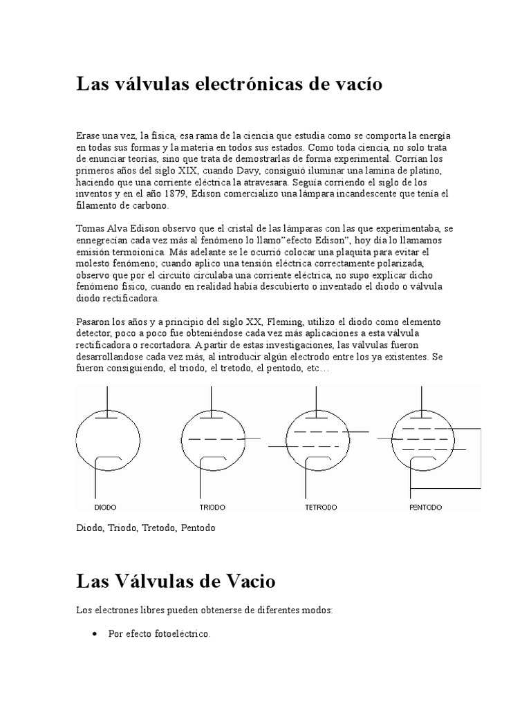 Válvulas Electrónicas de Vacío | PDF | Rectificador | Tubo vacío