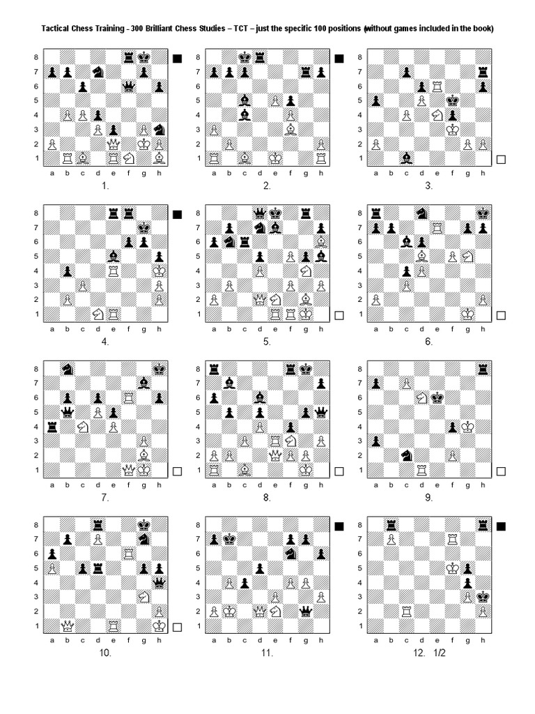 Tactical Chess Training - 300 Brilliant Chess Studies - Selected 100 ...