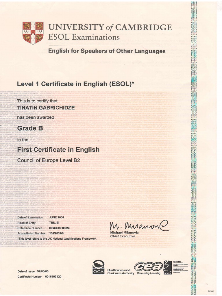 Cambridge Certificate | PDF | Educational Assessment And Evaluation ...